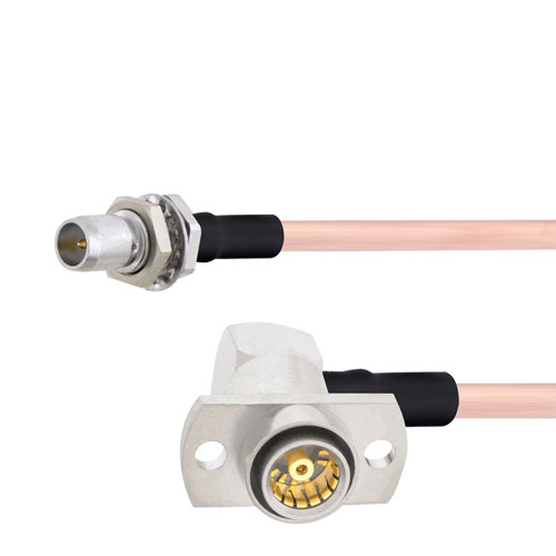 Slide-On BMA Plug Bulkhead to RA Slide-On BMA Jack 2 Hole Flange Cable RG405 Type .086 Coax